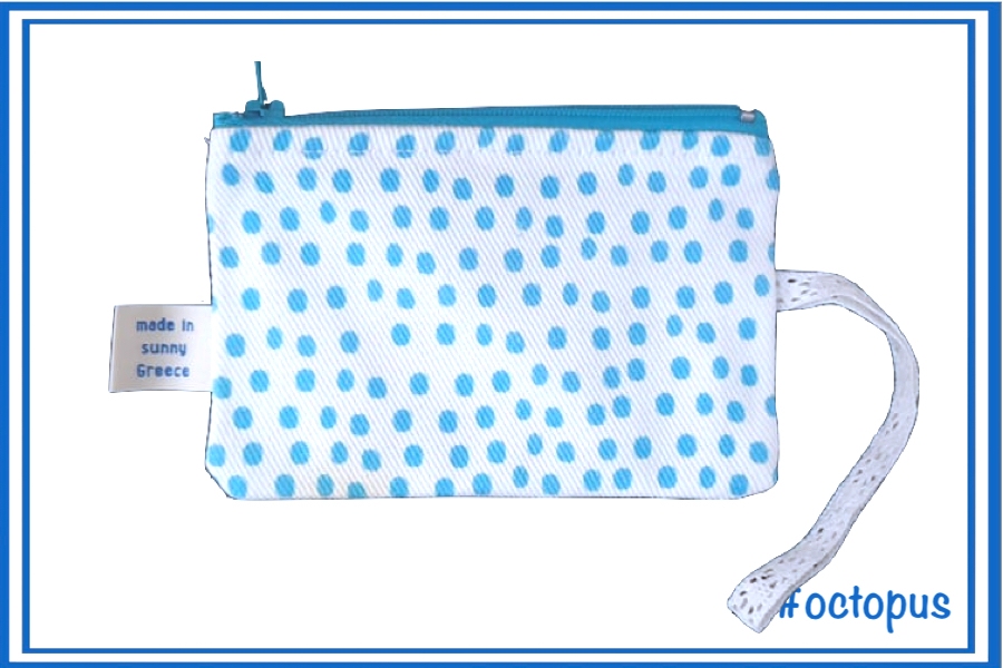 Greek Octopus Cotton Printed Purse W Crochet Handle | Mykos - The Gift ...